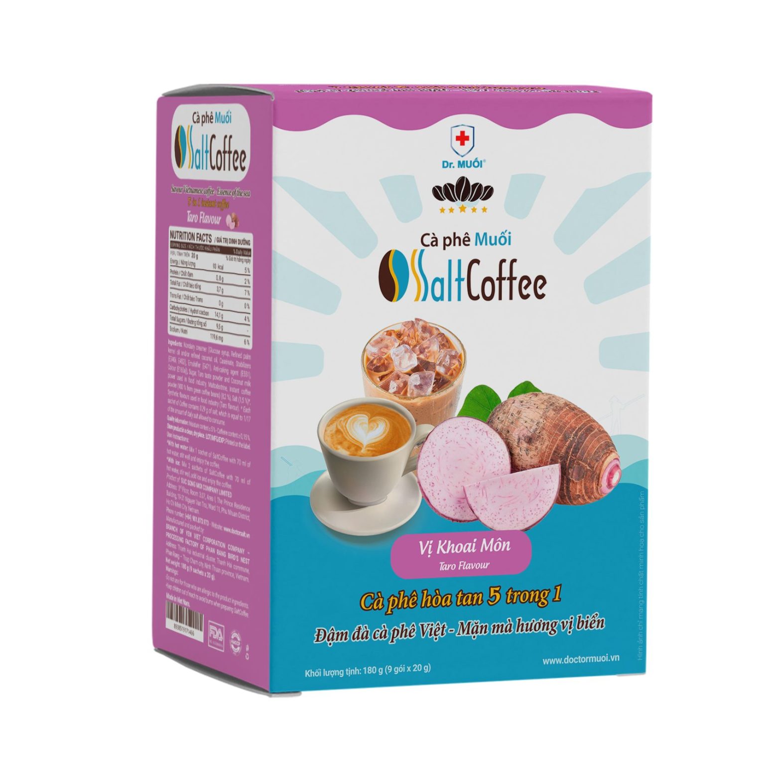 Cà phê Muối SaltCoffee vị khoai môn – 9 gói/ hộp - Cà phê Muối SaltCoffee