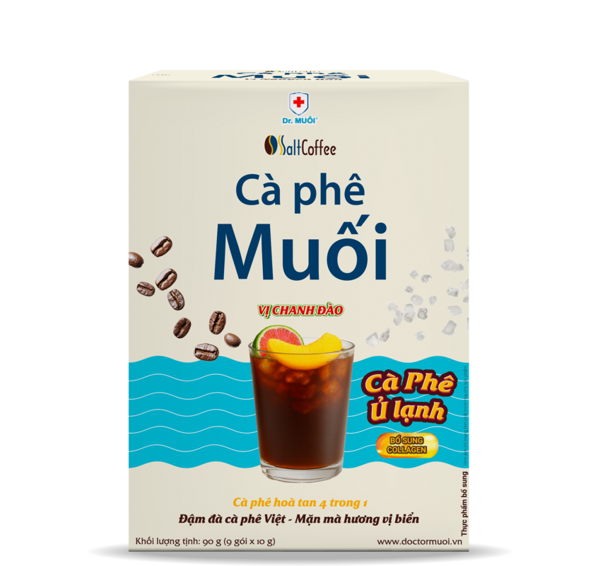 Cà phê Muối SaltCoffee Cold Brew vị chanh đào– 9 gói/ hộp - Cà phê Muối ...